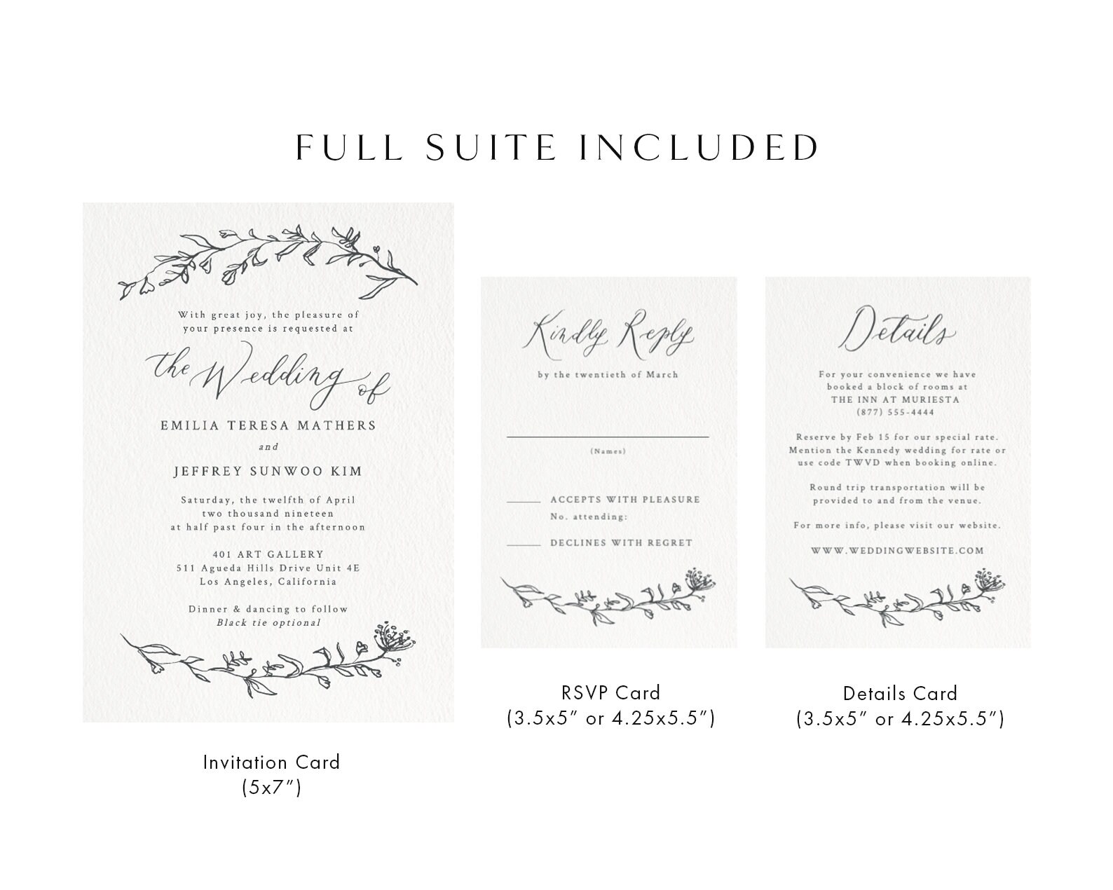 ANA Printable Calligraphy Wedding Invitation Template DIY | Etsy