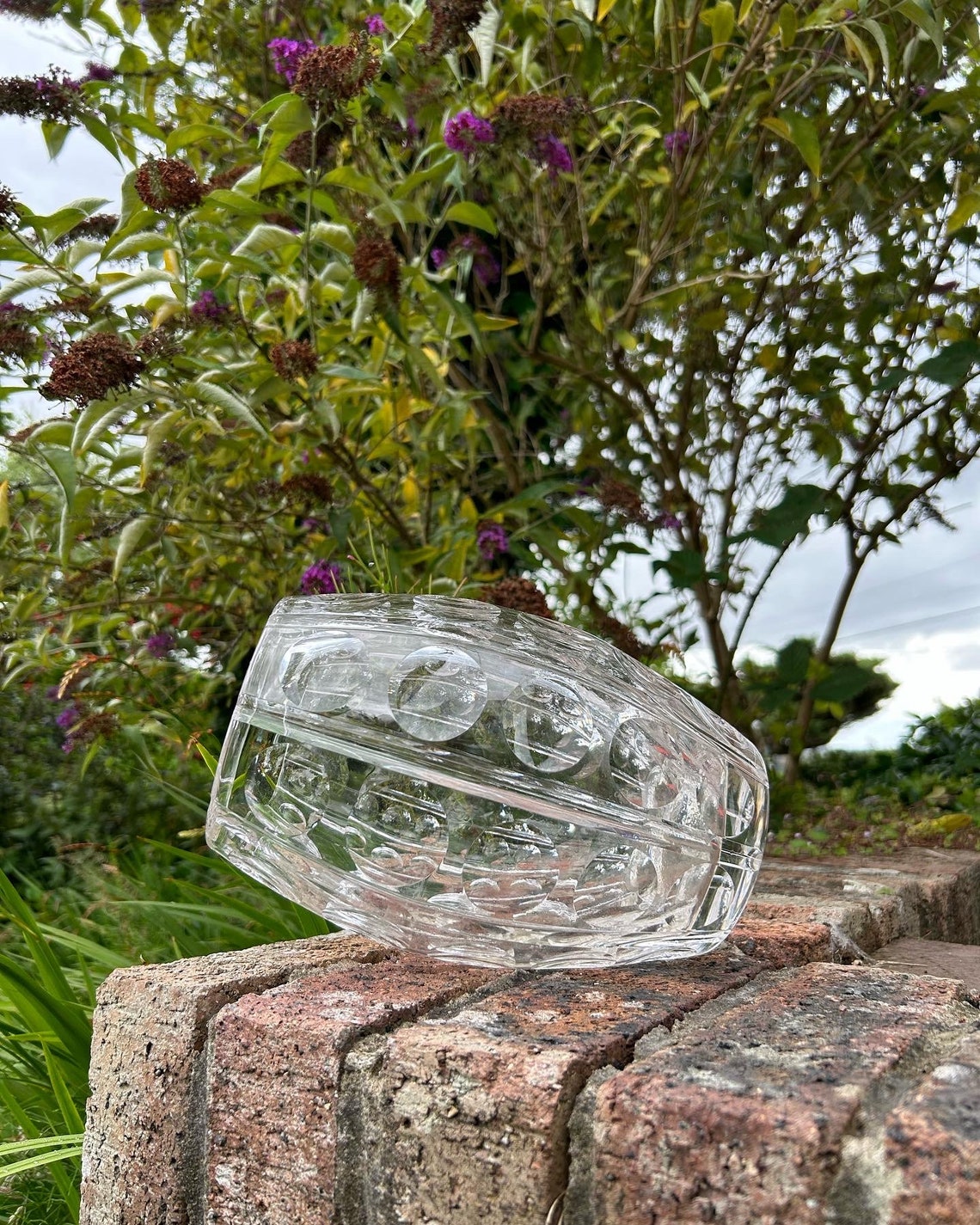 Mid Century Stuart Crystal Barrel Vase - Etsy