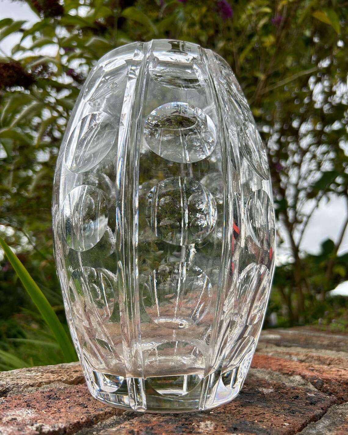 Mid Century Stuart Crystal Barrel Vase - Etsy