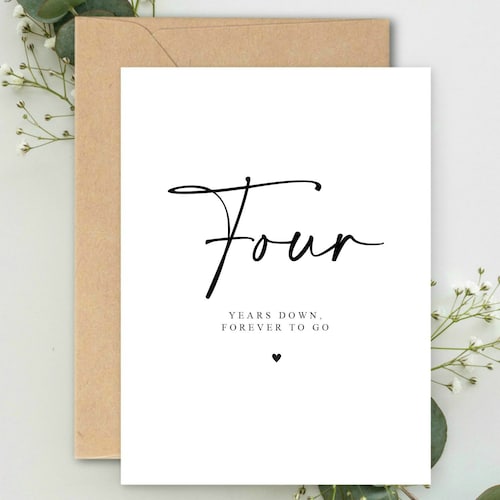 Four Years Down Forever to Go A5 Card With Envelope | Etsy