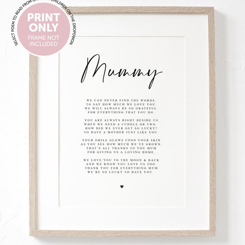 Mummy Poem A4 or A5 PRINT Mothers Day Gift Gift for Mum Mum | Etsy