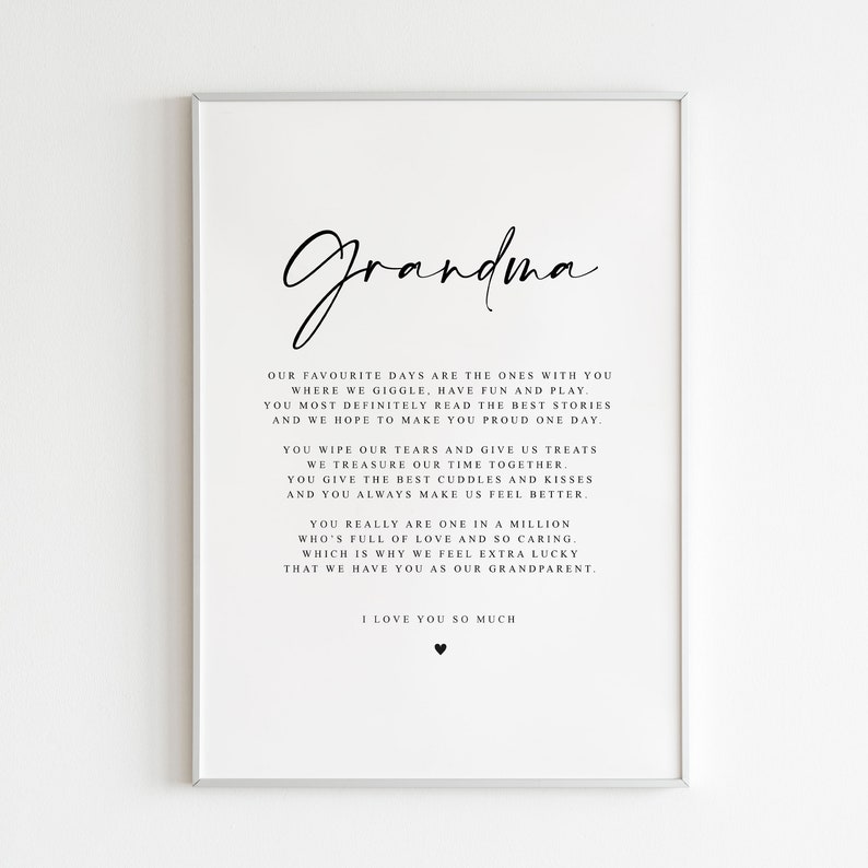 Grandma Poem A4 A5 PRINT Grandma Gift Grandparent Poem | Etsy