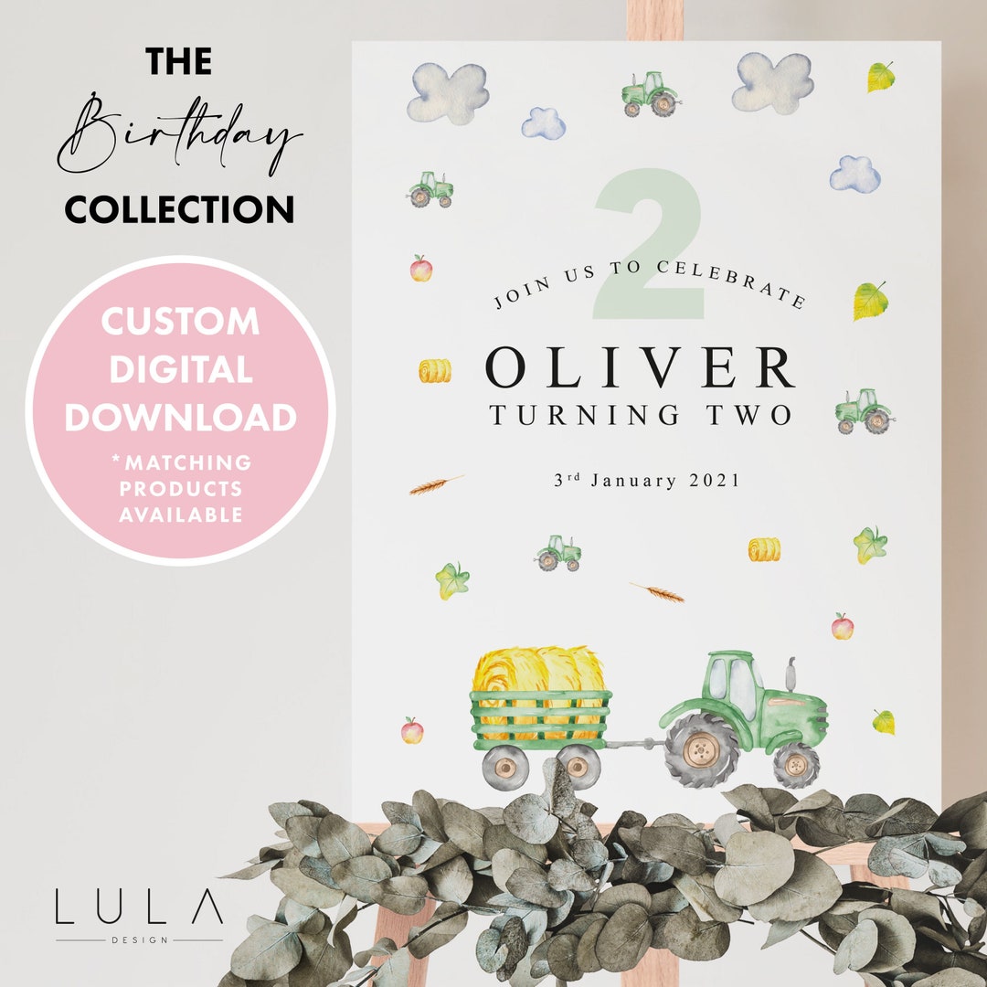 PERSONALISED Tractor Farm Boys Birthday Sign DIGITAL DOWNLOAD, Birthday ...