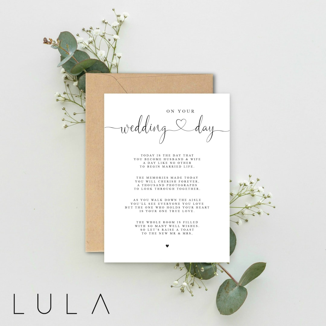 On Your Wedding Day Poem A5 Greeting Card With Envelope, the New Mr ...