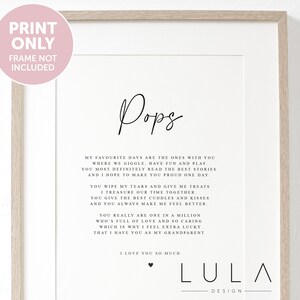Personalised Pops Poem A4 A5 UNFRAMED PRINT, Pops Grandparent Poem ...