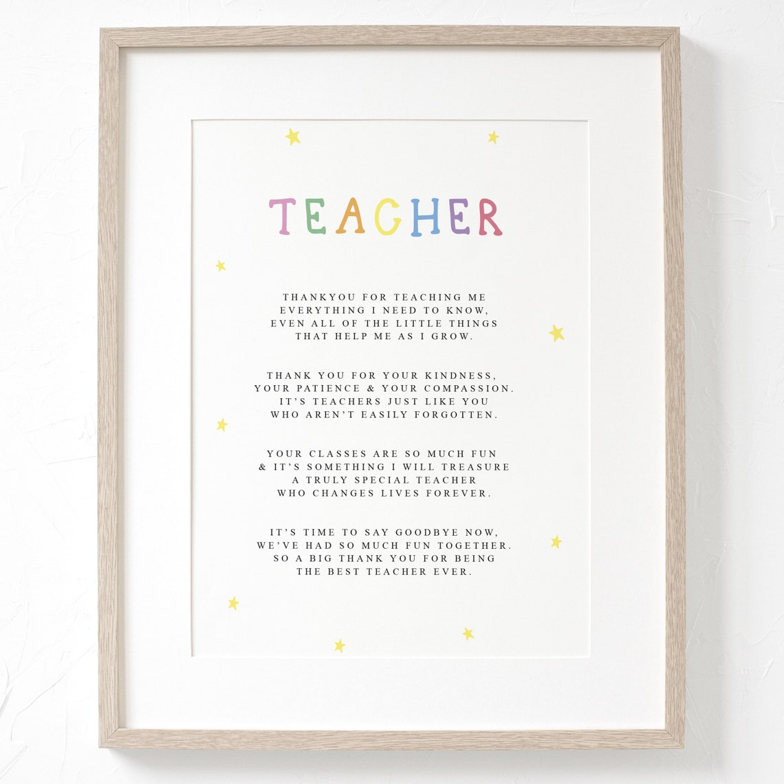 TEACHER A4 Unframed PRINT, School Leavers Gift, Gift for Teacher, Print ...