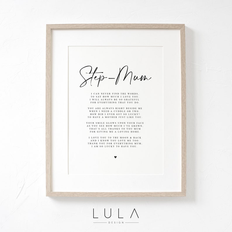 Step-mum Poem A4 or A5 PRINT- Step-mum Mothers Day Gift, Gift for Step ...