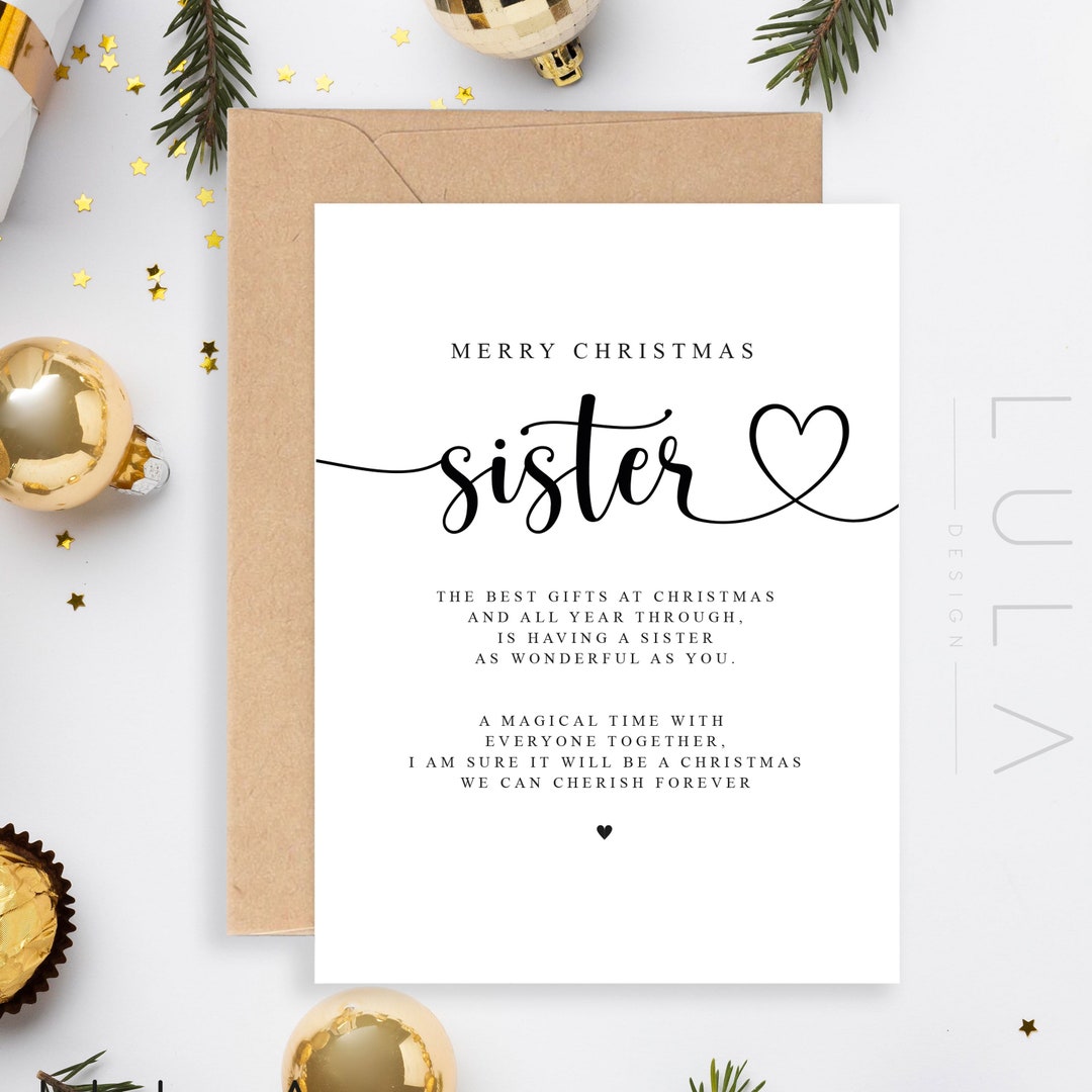 Merry Christmas Sister A5 Card With Envelope Most Wonderful - Etsy UK