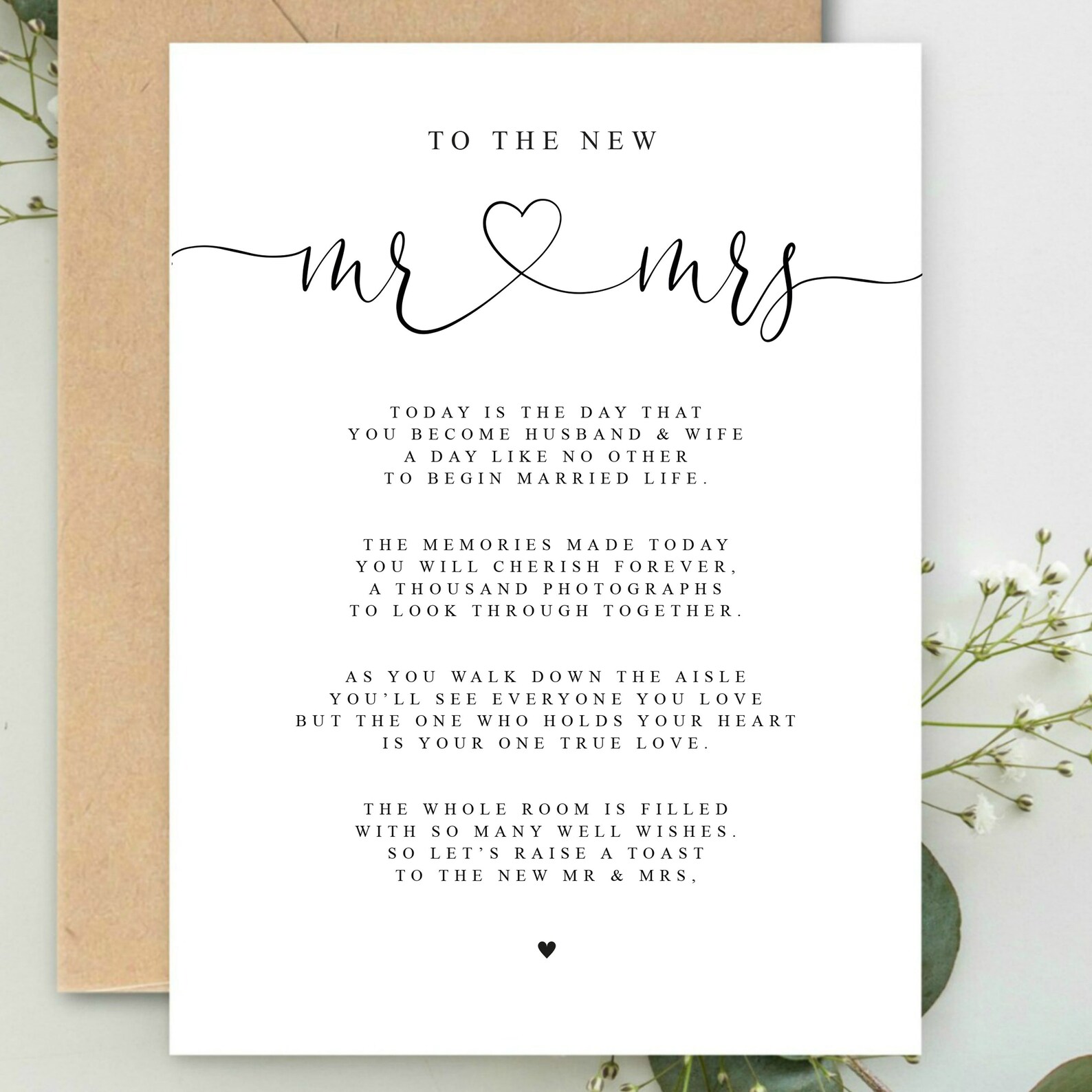 On Your Wedding Day Poem A5 Greeting Card With Envelope, the New Mr ...