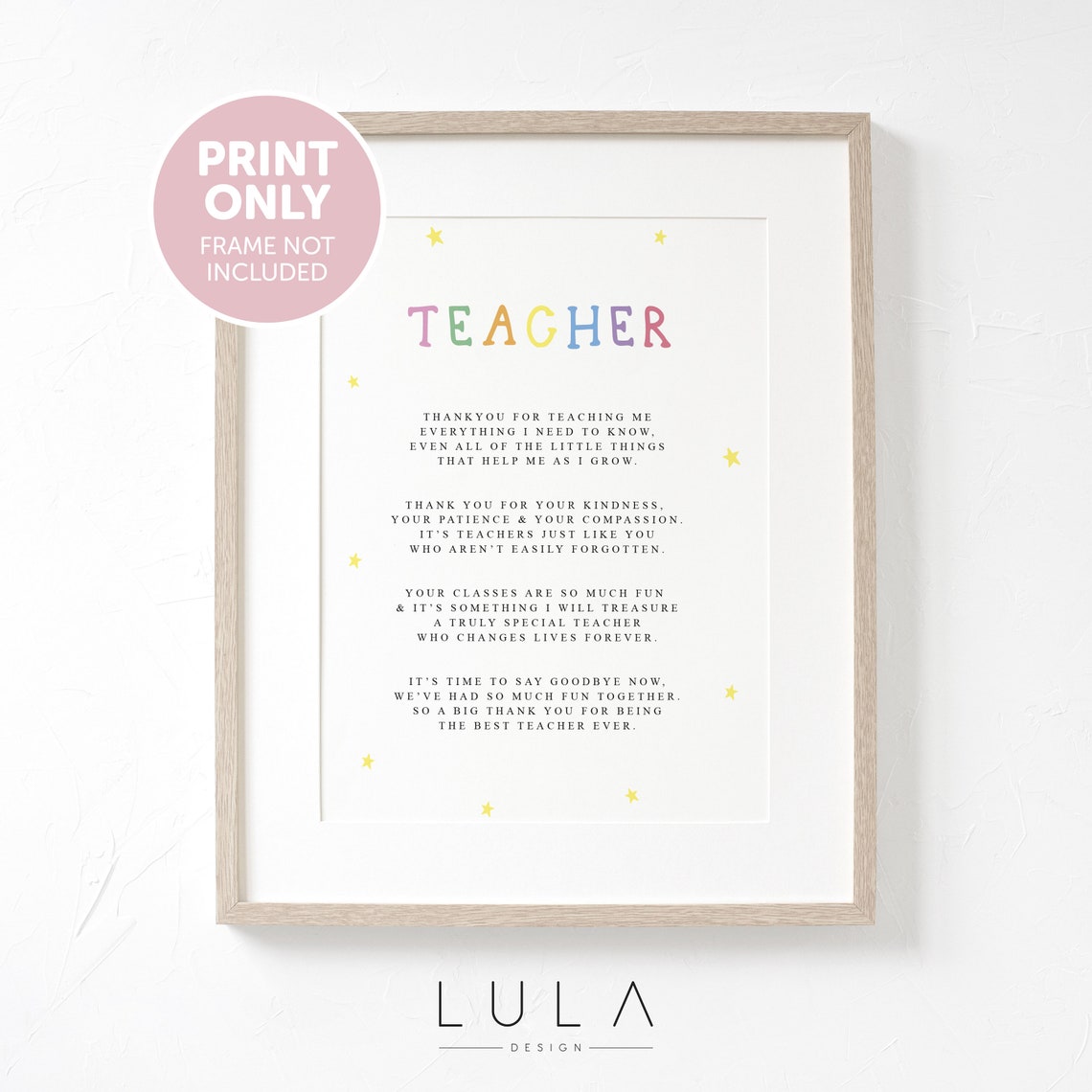 TEACHER A4 Unframed PRINT, School Leavers Gift, Gift for Teacher, Print ...