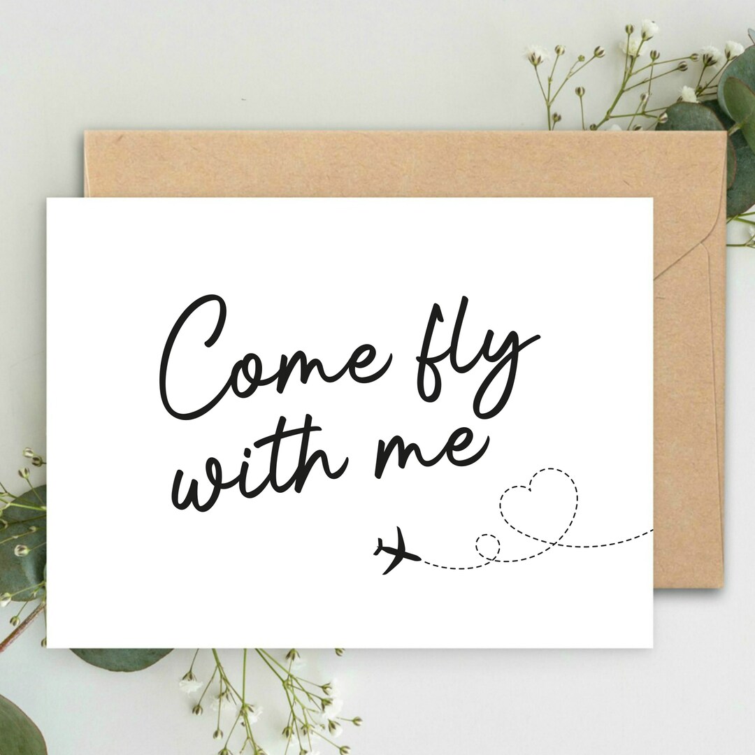 Come Fly With Me Surprise Trip A5 Card & Envelope, Surprise Vacation ...