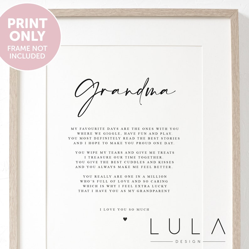 Grandma Poem A4 A5 PRINT Grandma Gift Grandparent Poem - Etsy