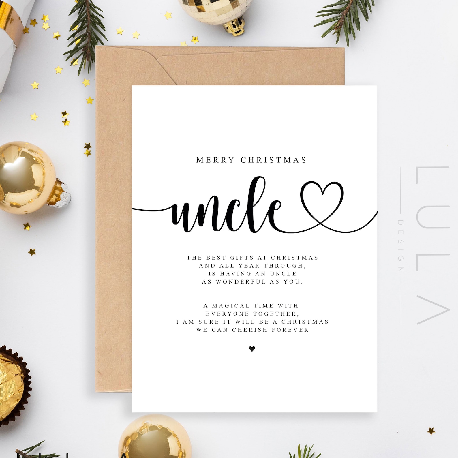 Merry Christmas Uncle A5 Card With Envelope, Most Wonderful Uncle ...