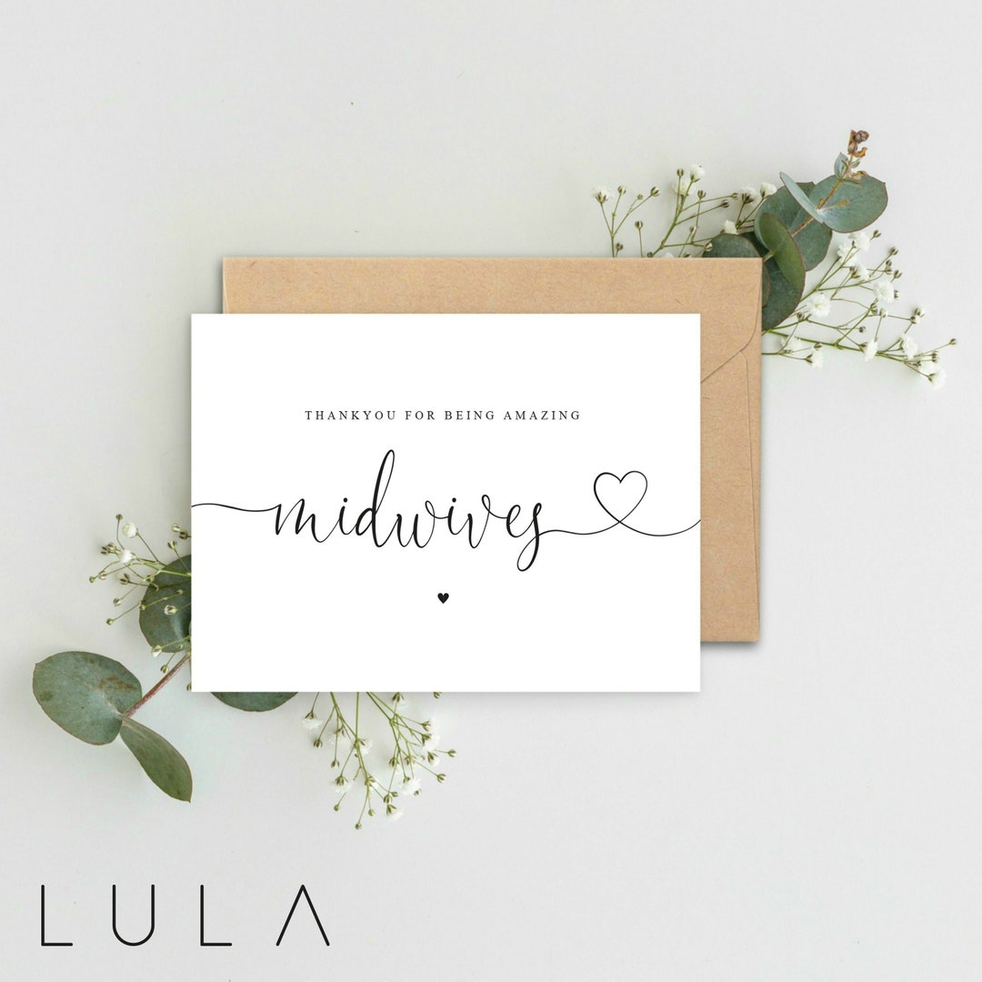 Thank You for Being Amazing MIDWIVES A5 Card & Kraft Envelope, Midwives ...