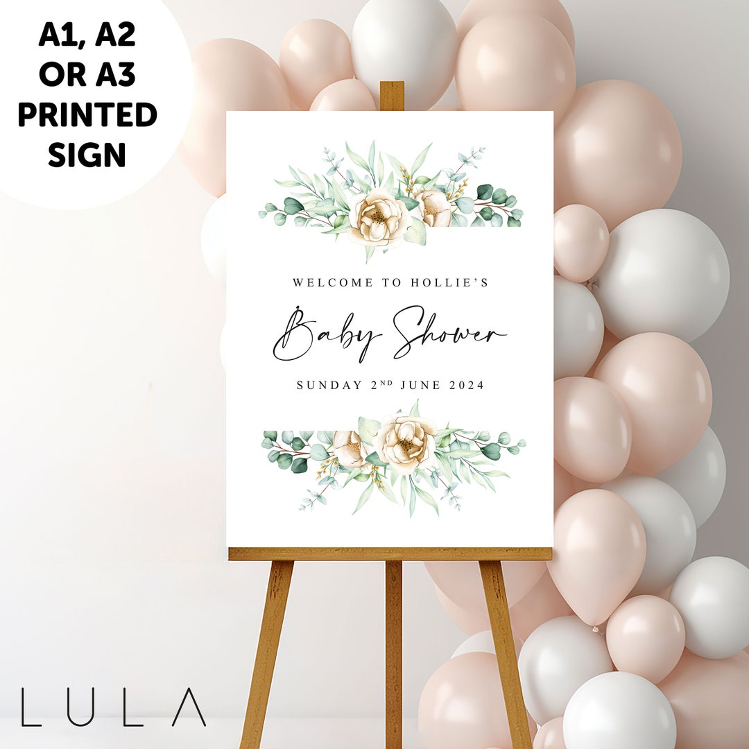 PERSONALISED Sage Green & Gold DIGITAL Download or PRINTED Baby Shower ...