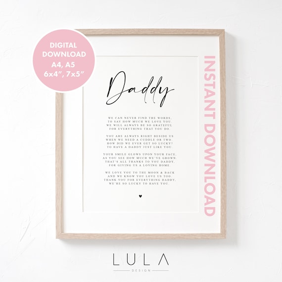Daddy Poem From Children Digital Download ONLY Fathers Day - Etsy