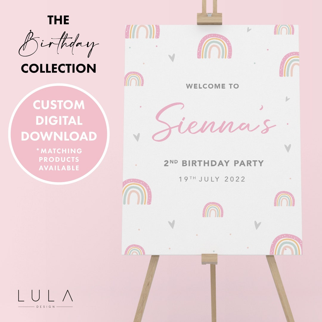 PERSONALISED Rainbow Girls Birthday Sign DIGITAL DOWNLOAD, Birthday ...