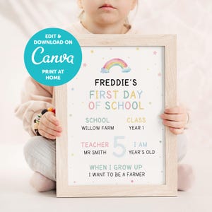 PERSONALISED Back to School Instant Canva Download First Day of School ...