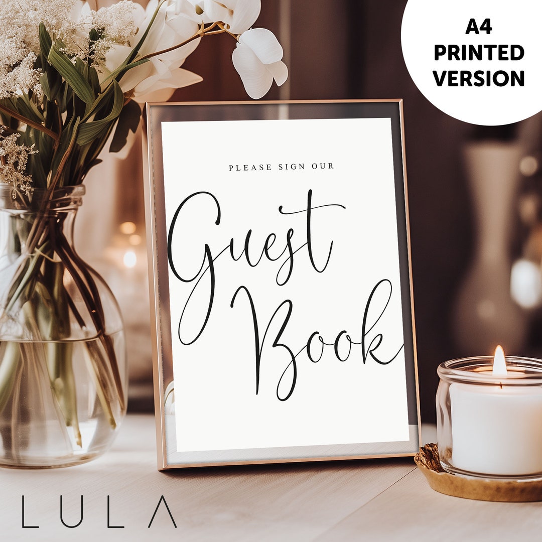 A4 Printed Guest Book Sign, Minimalist Baby Shower Wedding UNFRAMED ...