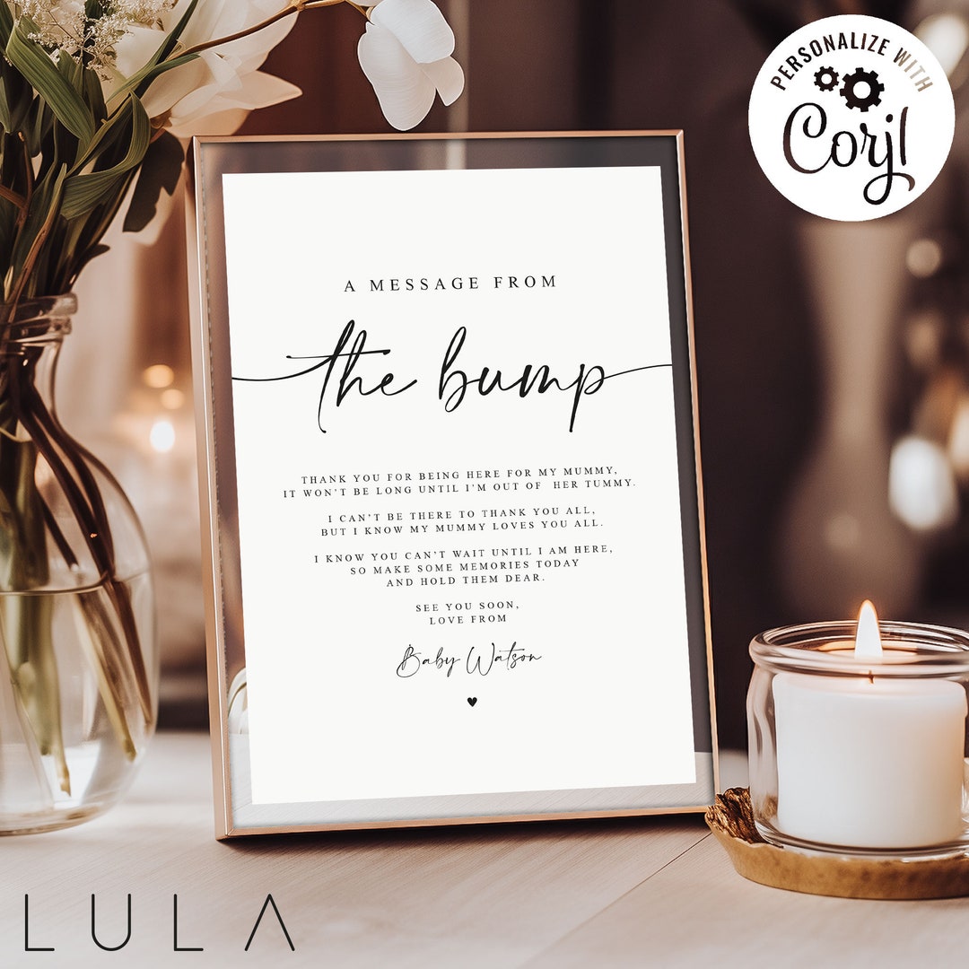 EDITABLE A Message From the Bump Sign, Minimalist Baby Shower UNFRAMED ...