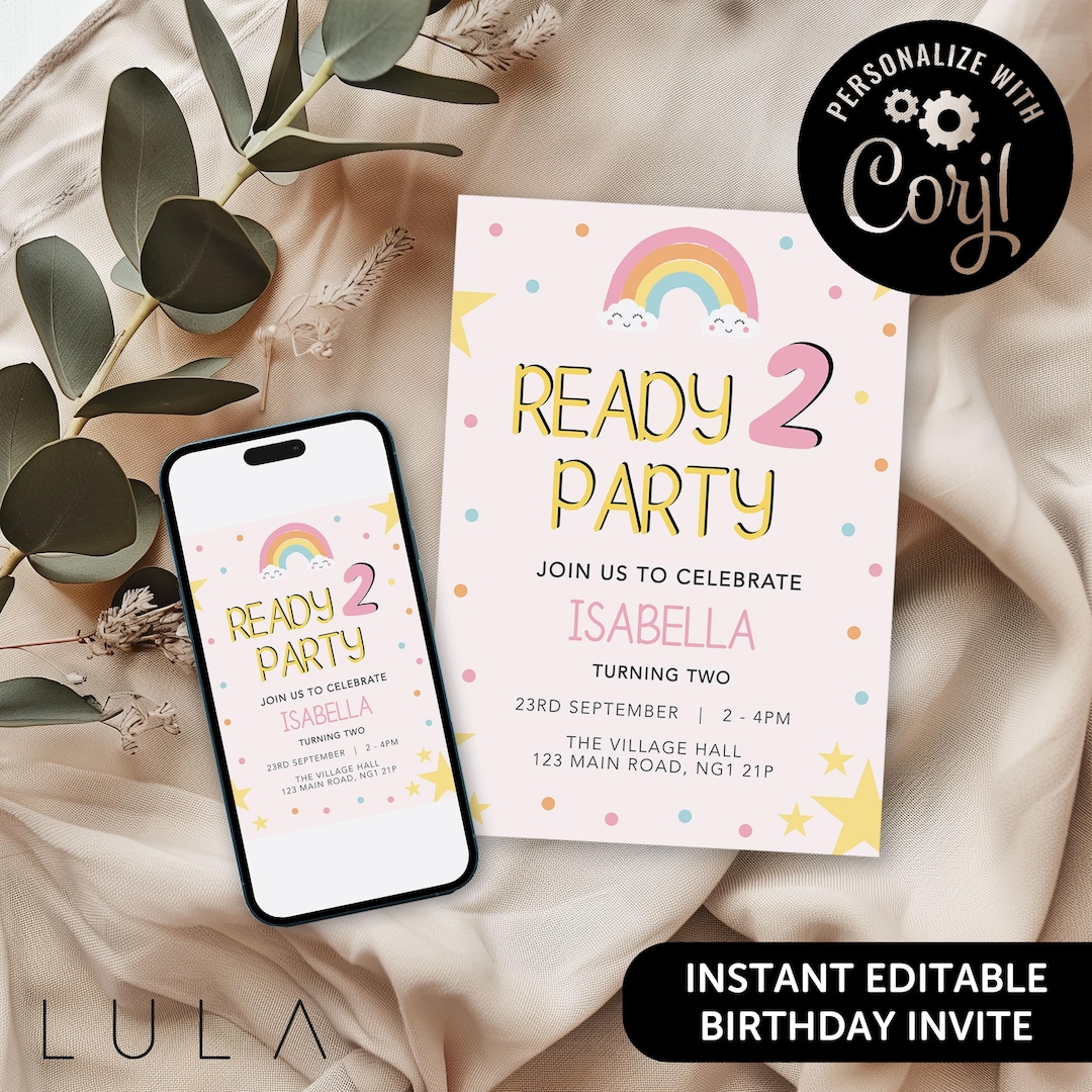 EDITABLE Instant Download Ready Two Party Birthday Invitation Edit and ...