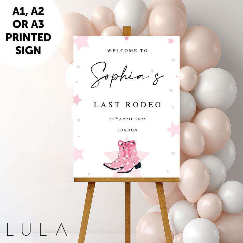 PERSONALISED A1 A2 or A3 Last Rodeo Hen Do PRINTED Welcome Sign or ...