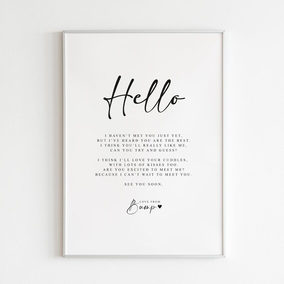 Hello poem from Bump A4 or A5 PRINT Family Pregnancy | Etsy