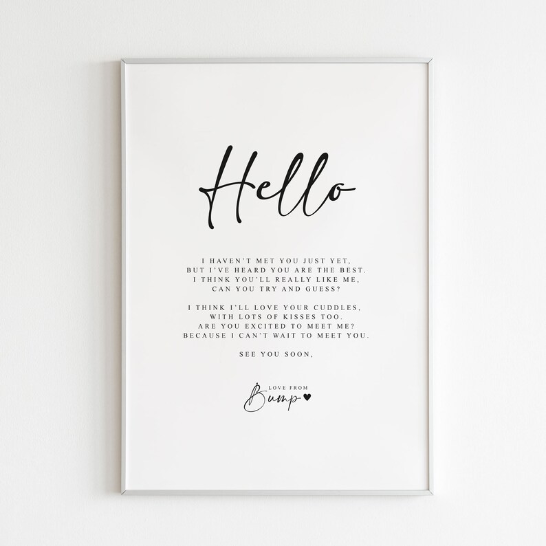 Hello poem from Bump A4 or A5 PRINT Family Pregnancy | Etsy