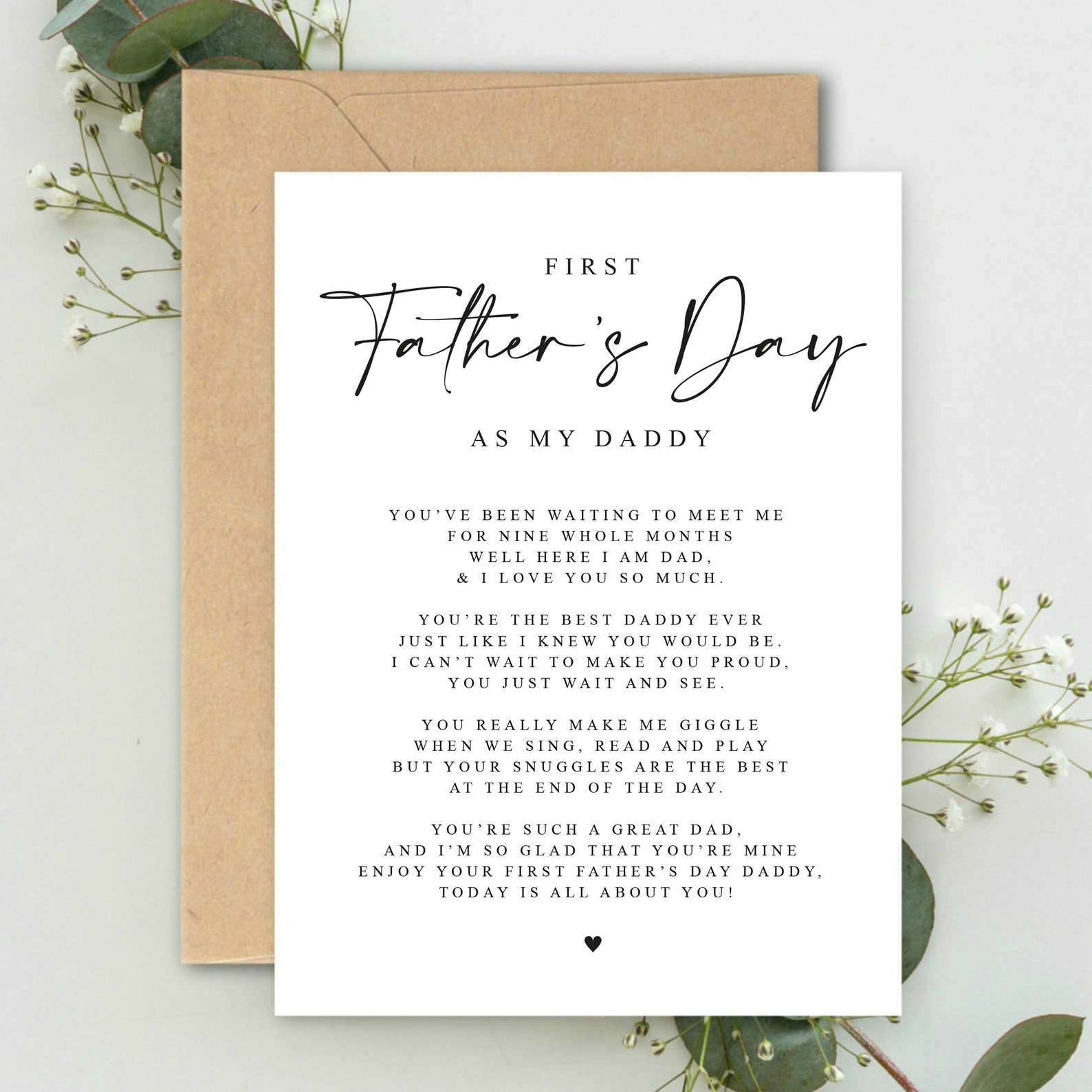Happy FIRST Fathers Day as My Daddy, Poem From Baby A5 Greeting Card ...