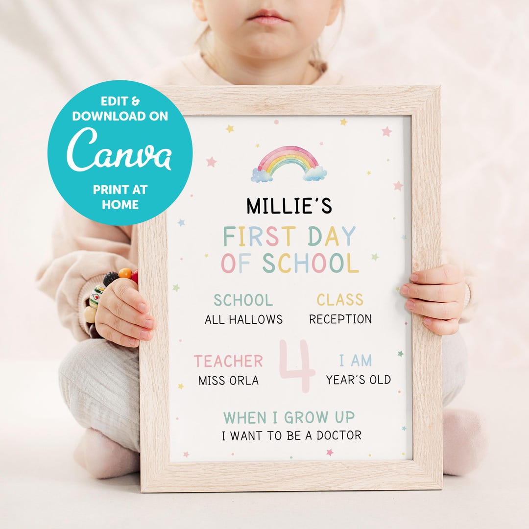 PERSONALISED Back to School Instant Canva Download First Day of School ...