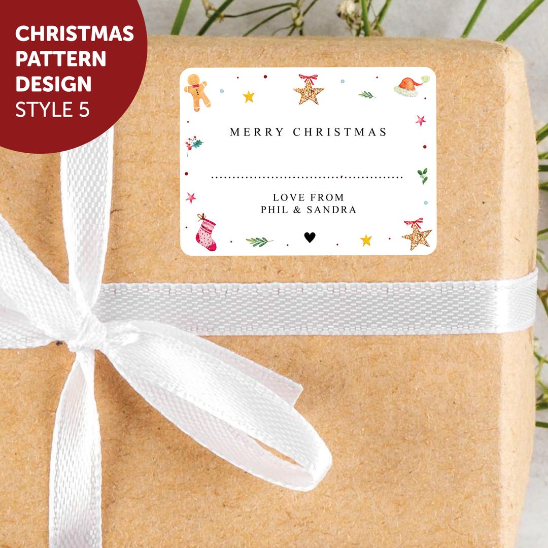 PERSONALISED 18 X Merry Christmas From Family Christmas Gift Sticker ...