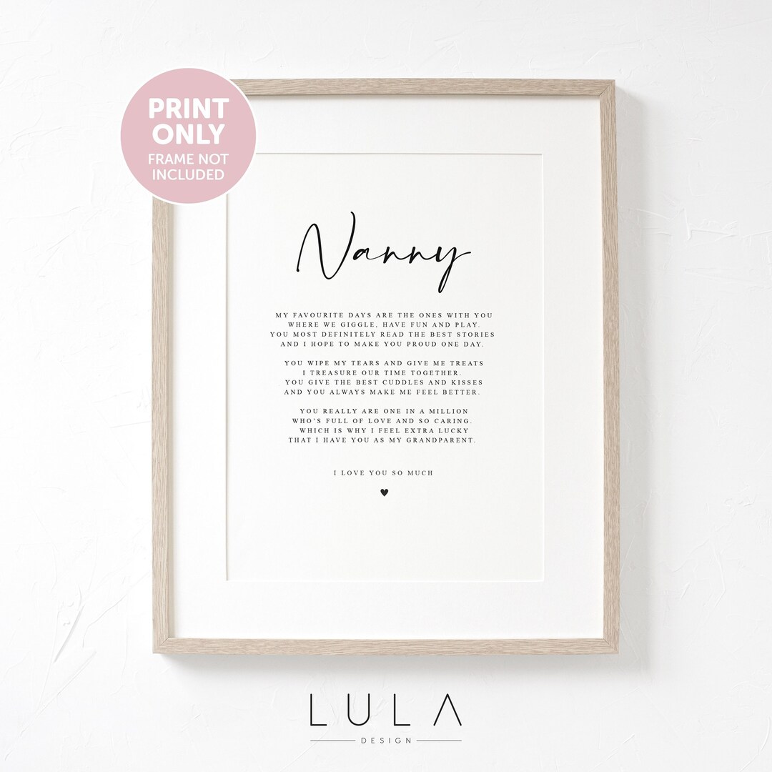 NANNY NANNIE Poem A4 A5 PRINT, Nanny Gift, Grandparent Poem, Nanny or ...