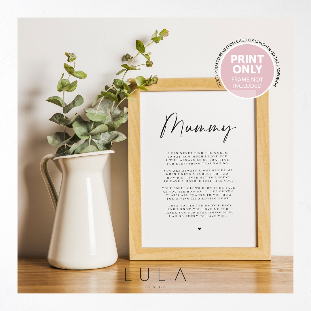 Mummy Poem A4 or A5 PRINT- Mothers Day Gift, Gift for Mum, Mum Birthday ...