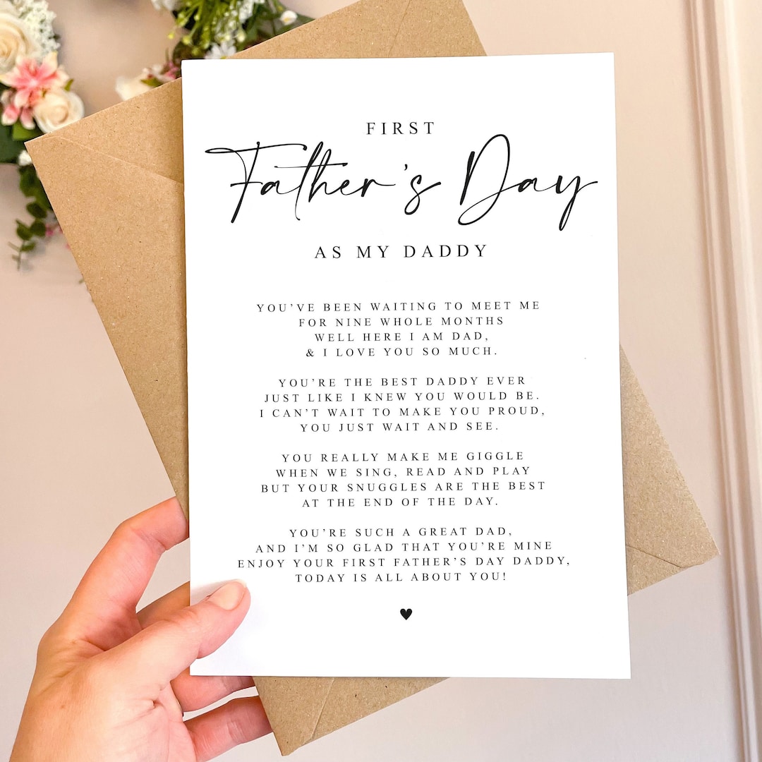 Happy FIRST Fathers Day as My Daddy, Poem From Baby A5 Greeting Card ...
