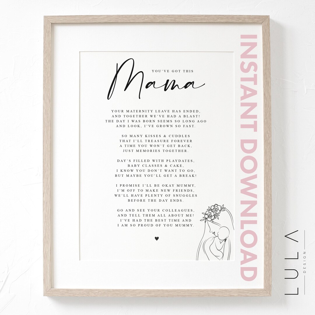 INSTANT DOWNLOAD You've Got This Mama A4 PRINT End of Maternity Leave ...