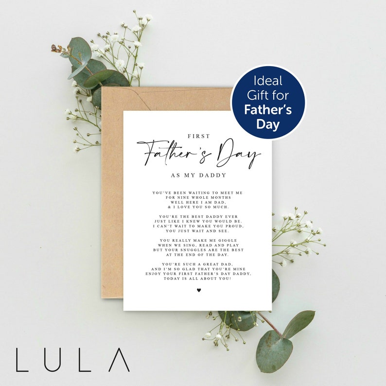 Happy FIRST Fathers Day as My Daddy Poem From Baby A5 - Etsy UK