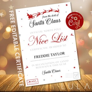 EDITABLE Editable Santa Letter & Nice List Certificate Template Print ...