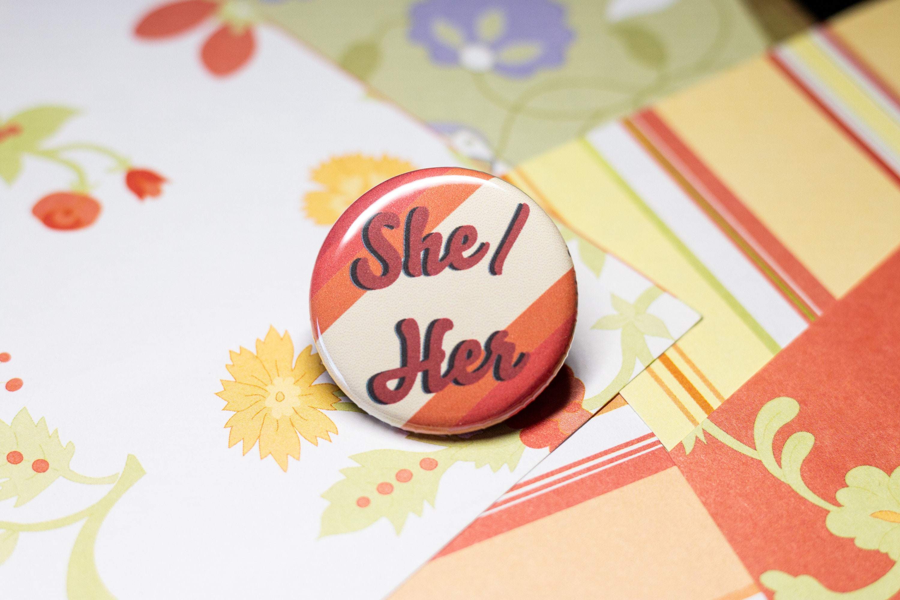 Pronoun Buttons Colorful Retro Trans Nonbinary Pride - Etsy