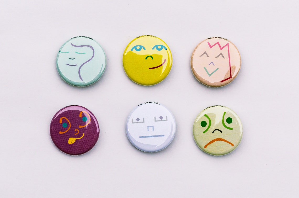 Cartoon Mood Emotion Buttons and Magnets - Etsy