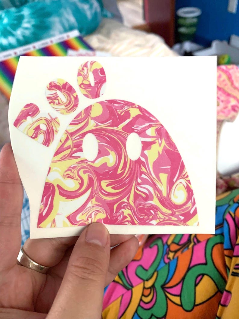 Ghost Boo Peeker Vinyl Decal Pink Swirl 70’s - Etsy