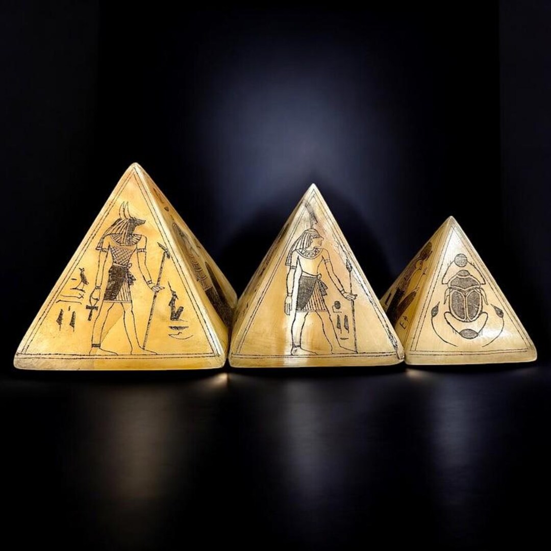Egyptian Giza Pyramids With the Inscriptions of Scarab Beetle and God ...