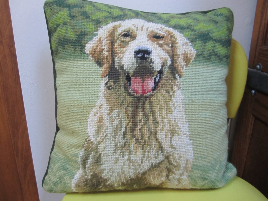 Happy Yellow Labrador Needlepoint Pillow - Etsy