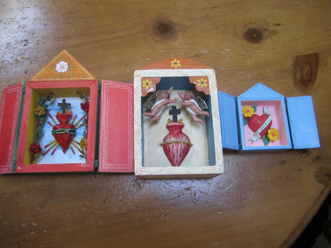 Peruvian Retablos Folk Art Altars Hand Carved and Painted Set of Three ...