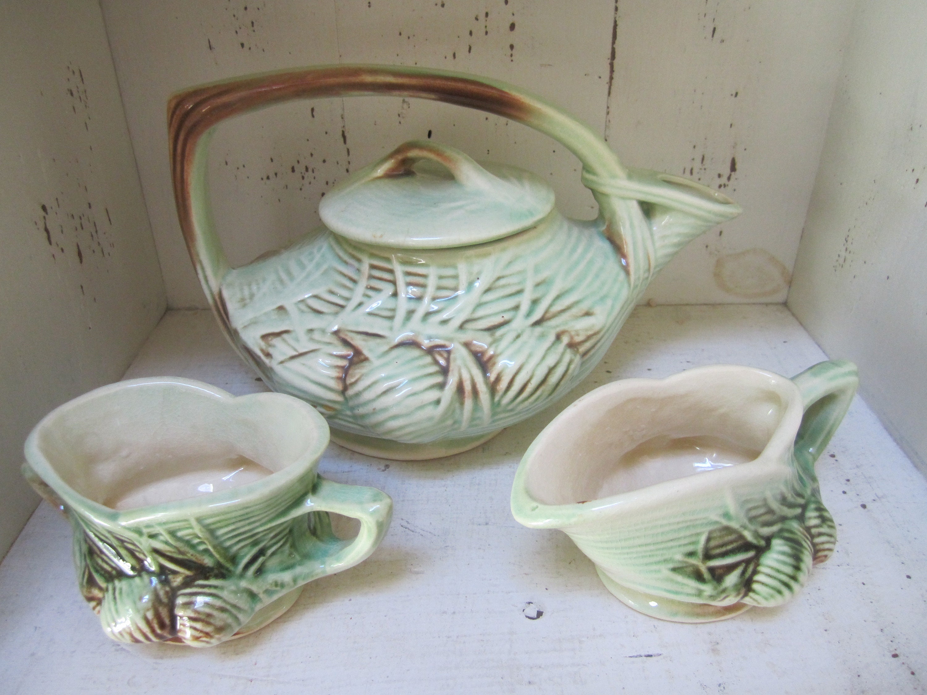 Vintage Mccoy Pottery Pine Cone Majolica Tea Set - Etsy