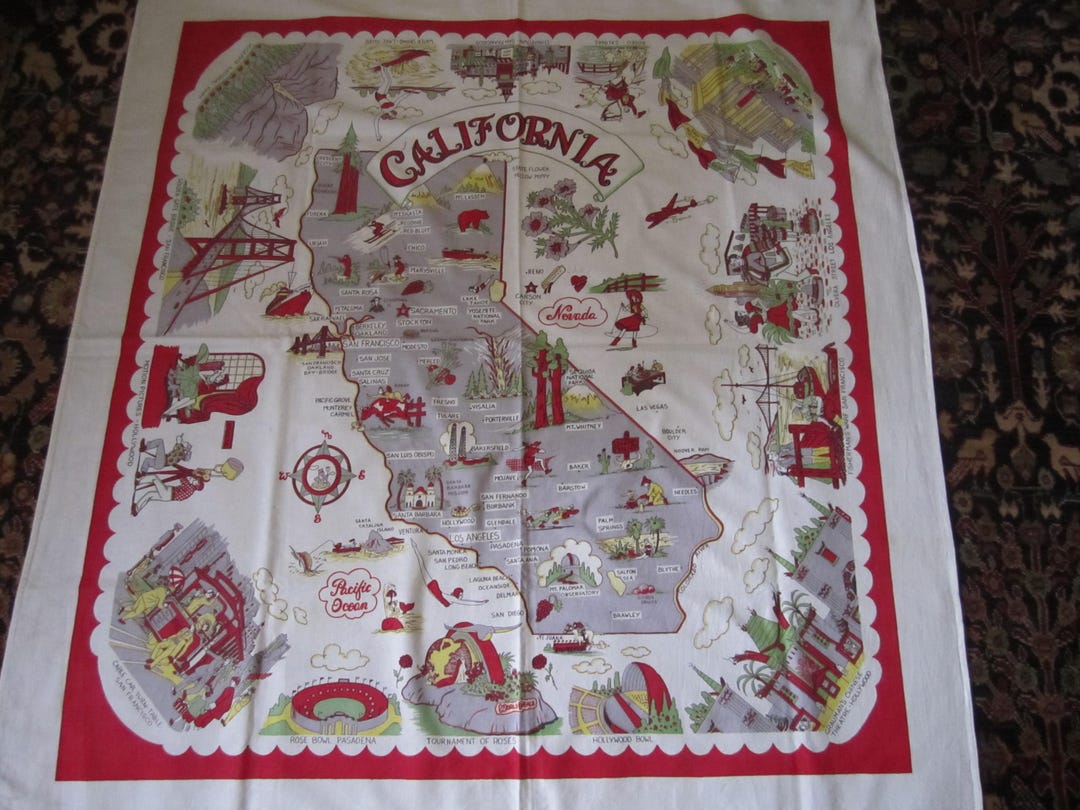 Vintage California Map Tablecloth - Etsy
