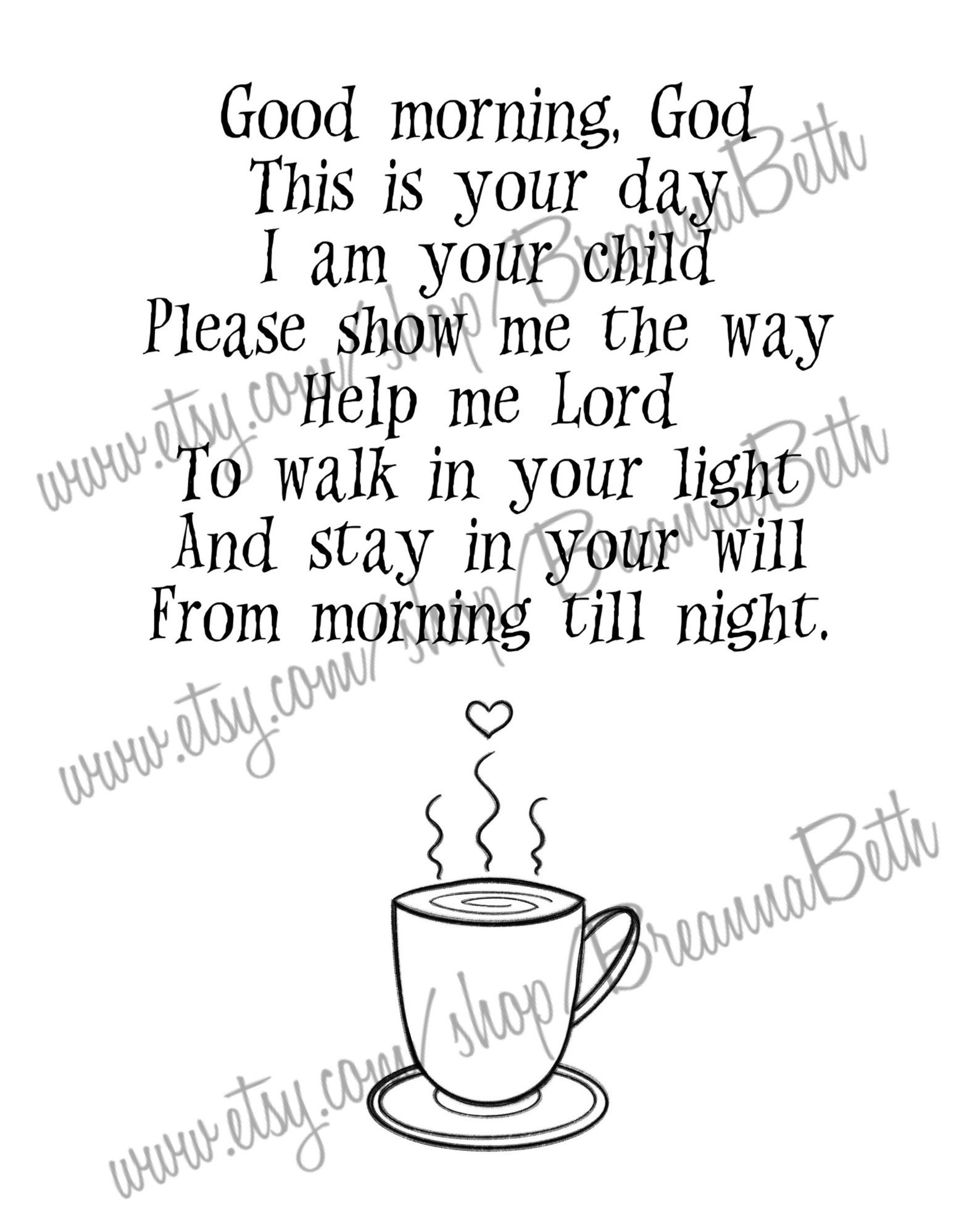 Good morning God coffee poem DIGITAL DOWNLOAD | Etsy
