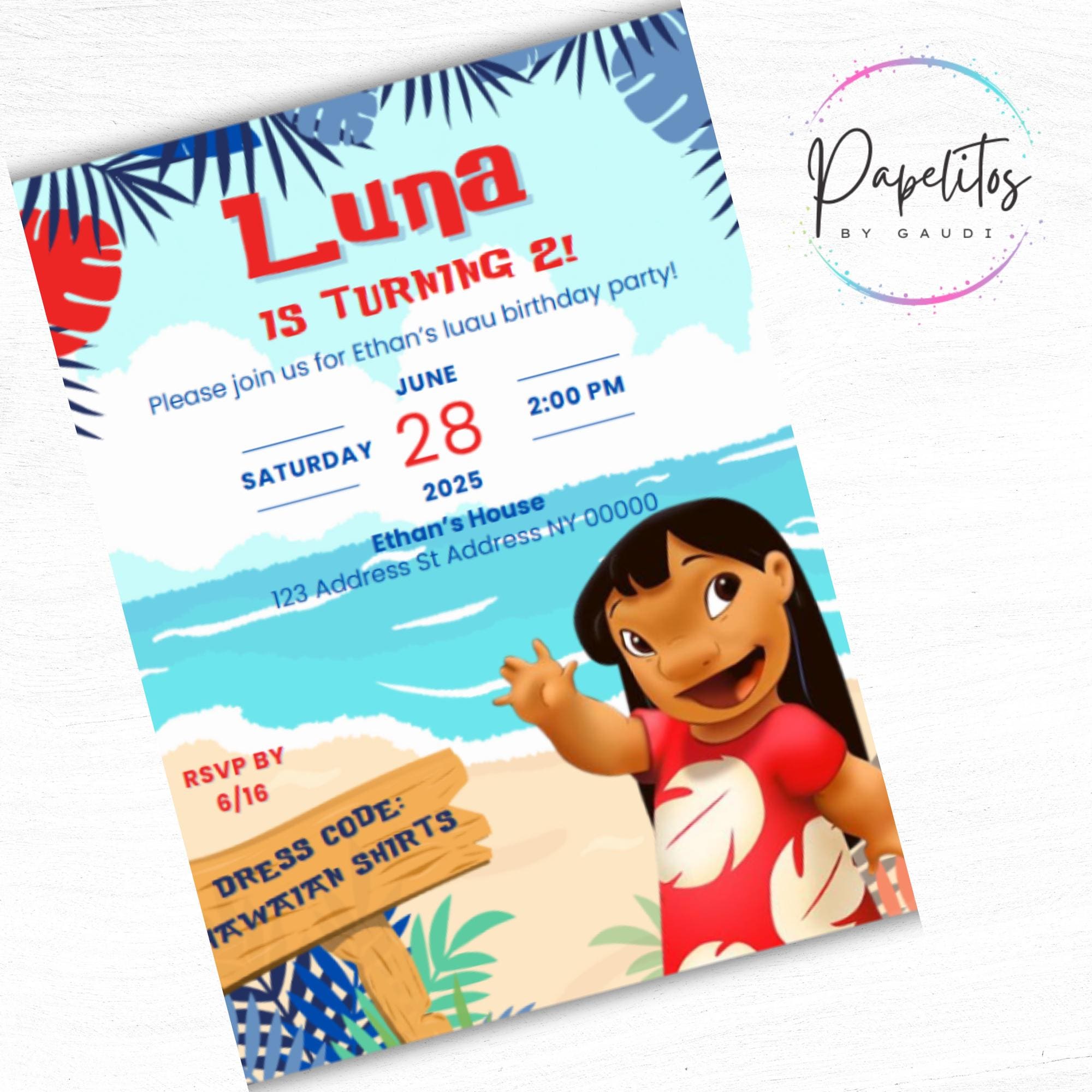 Editable Lilo Birthday Invitation | Custom Canva Template | Digital ...