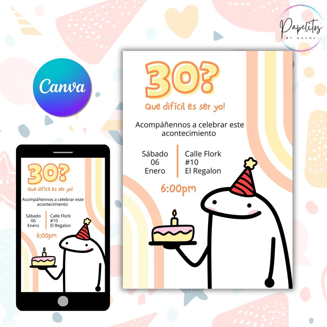Flork Birthday Invitation – Editable Canva Template | Digital ...