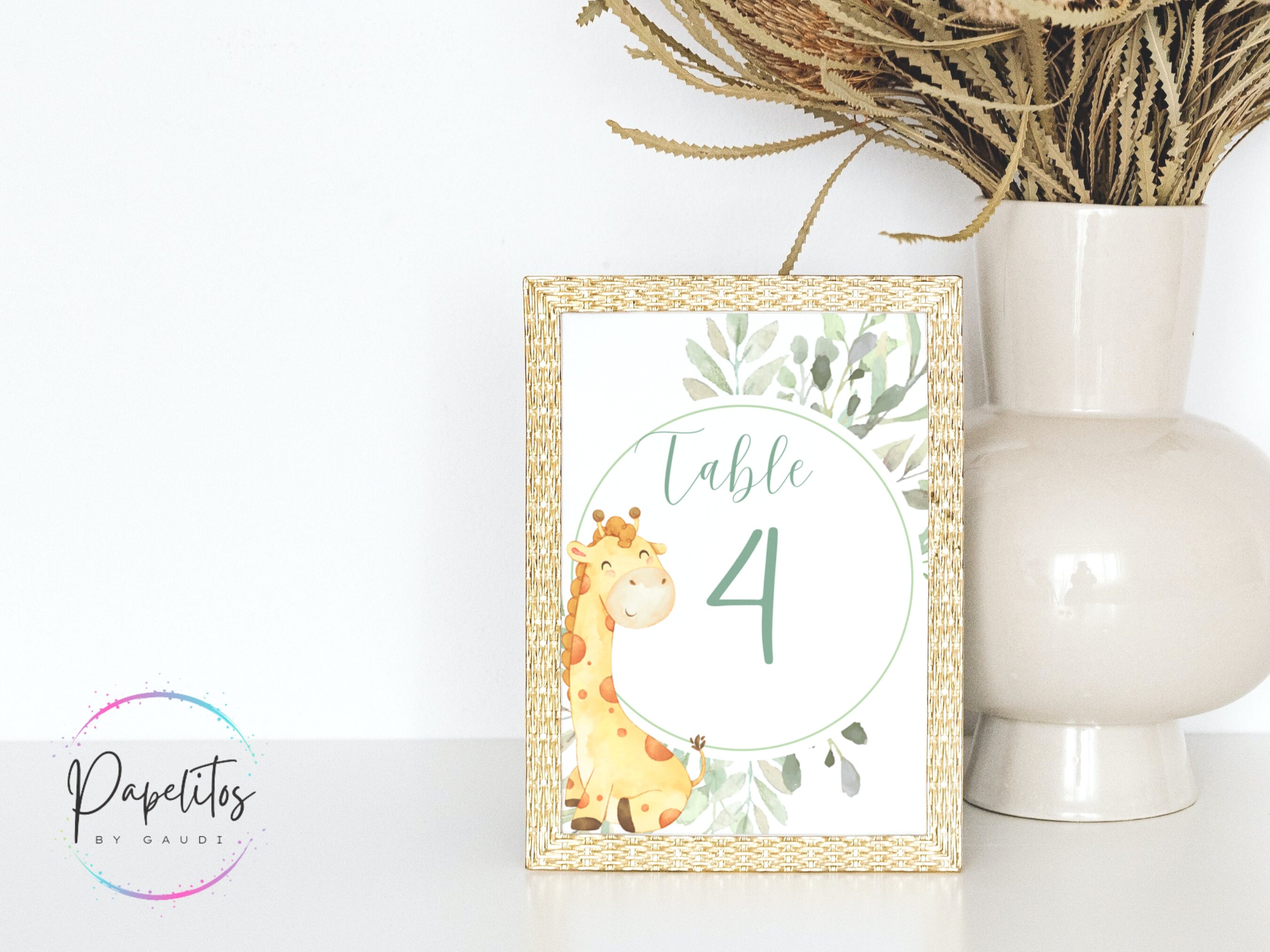 Safari Baby Shower Birthday Table Setting 5x7 Printable Downloadable ...