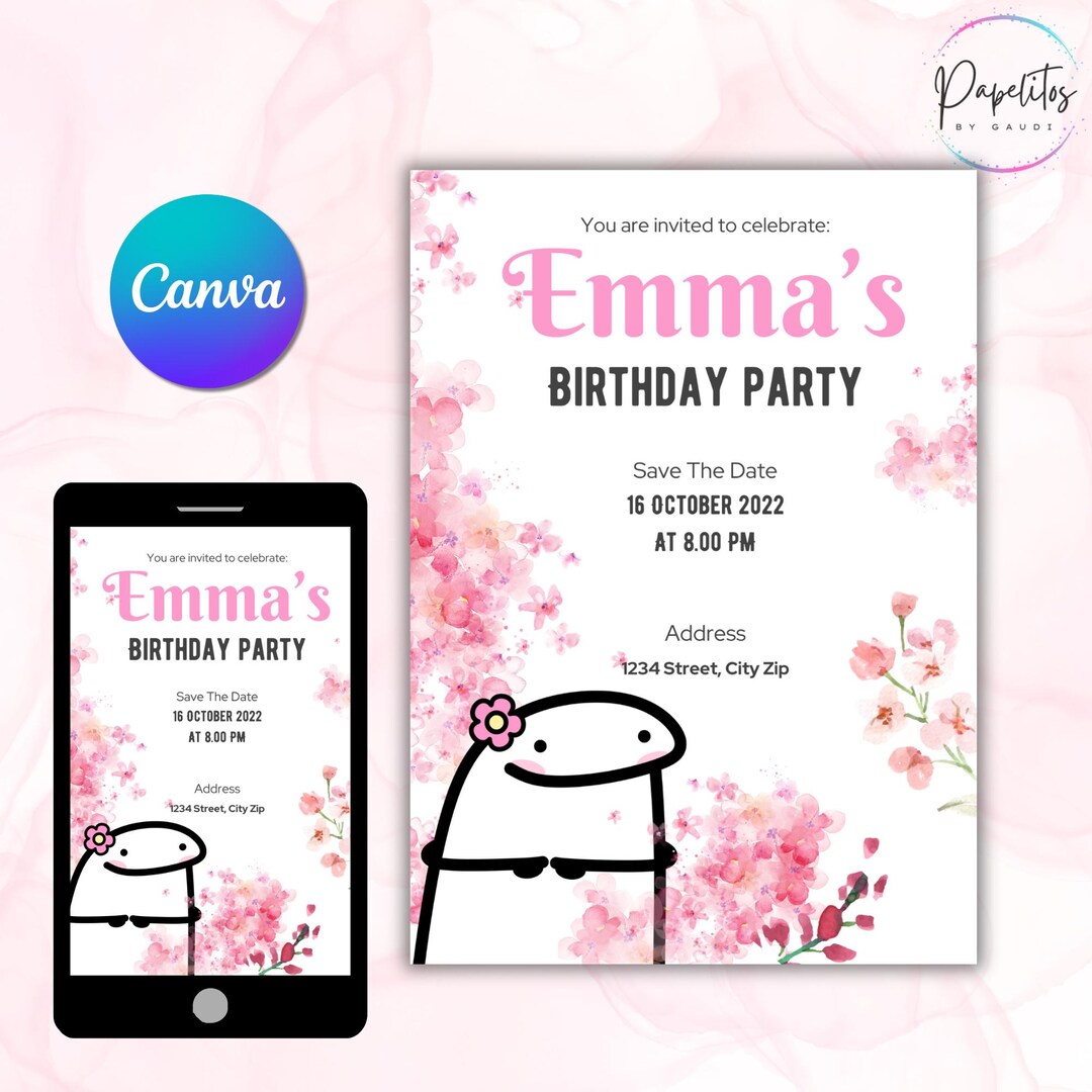 Editable Flork Birthday Invitation Template | DIY Cumpleaños Invite (5× ...